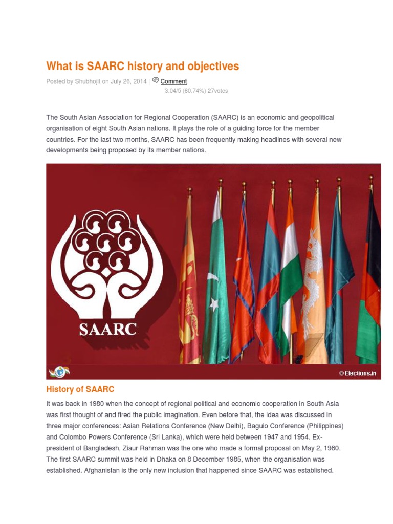 What Is SAARC History and Objectives | PDF | South Asia | International ...
