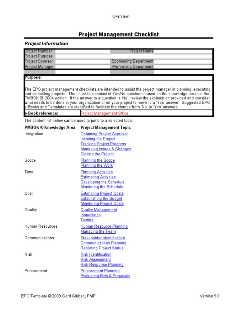 Project MGMT Checklist | PDF | Project Management | Software Testing