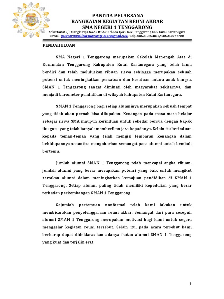 Proposal Reuni Akbar Smansa Sipp | PDF