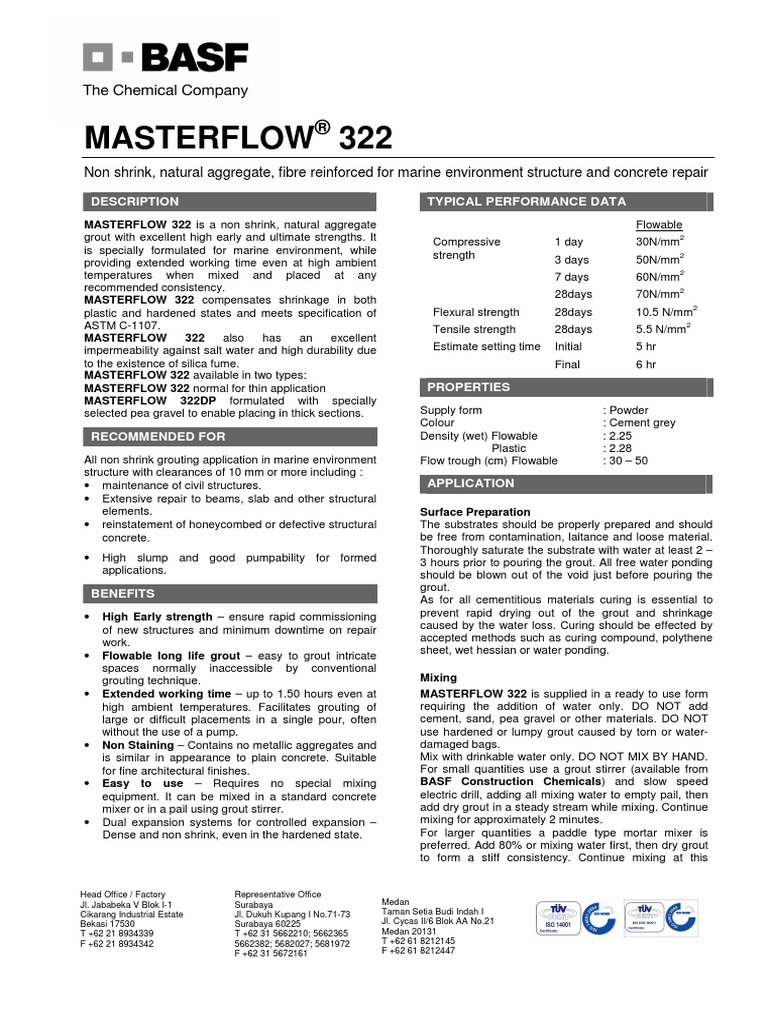Masterflow 322: Non Shrink, Natural Aggregate, Fibre Reinforced For ...