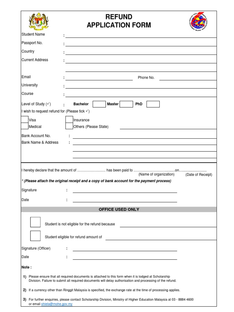 Student Refund Request Form | PDF | Finance & Money Management