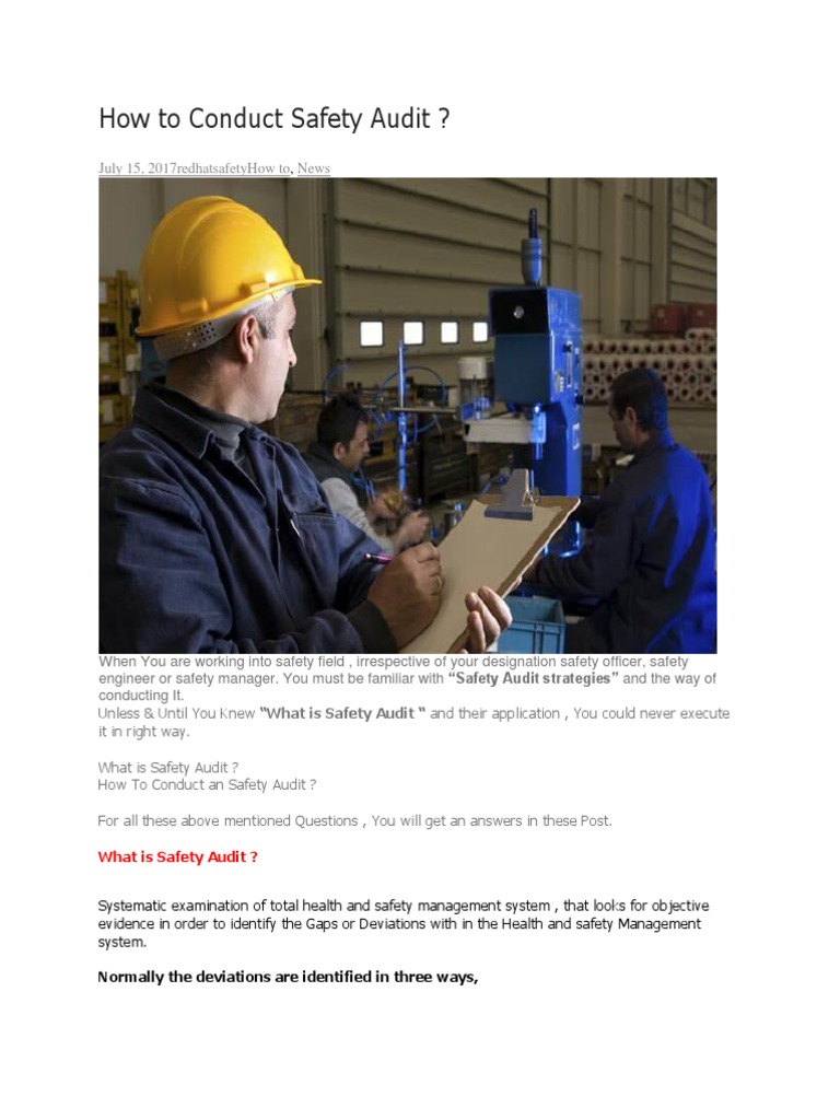 Safety Audit Guide: Steps & Strategies | PDF | Audit | Occupational ...