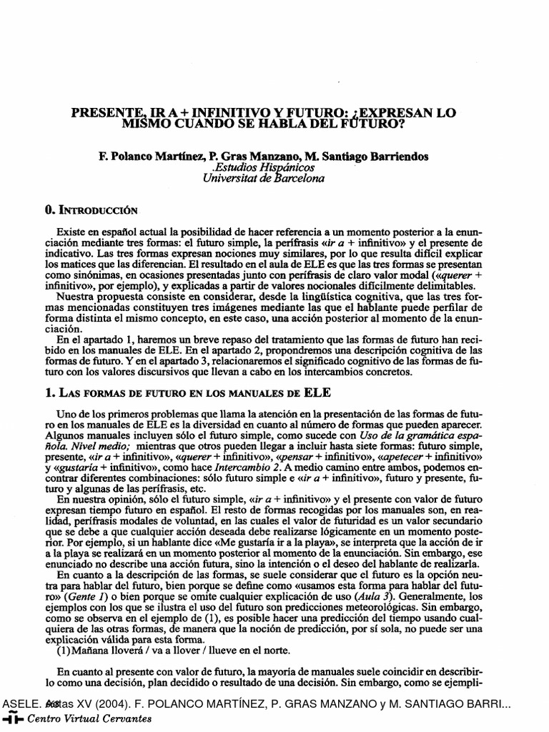 Ir A + Infinitivo o Futuro PDF | PDF | Verbo | Verdad