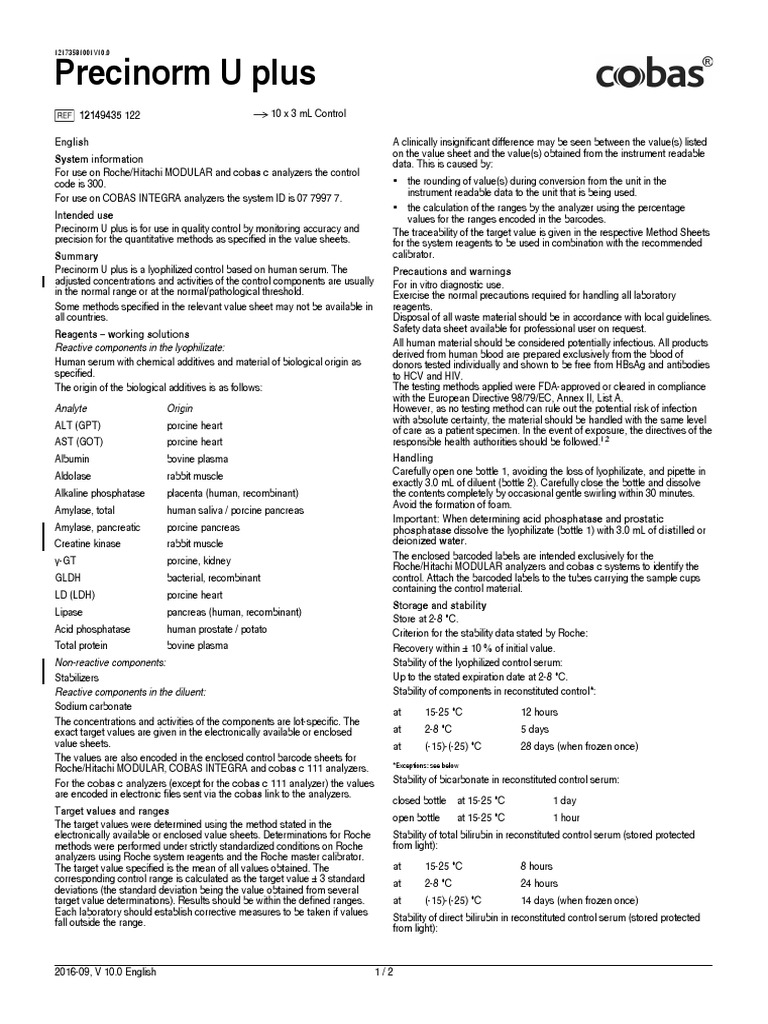 Precinorm U Plus.12173581001.v10.en PDF | PDF | Accuracy And Precision ...