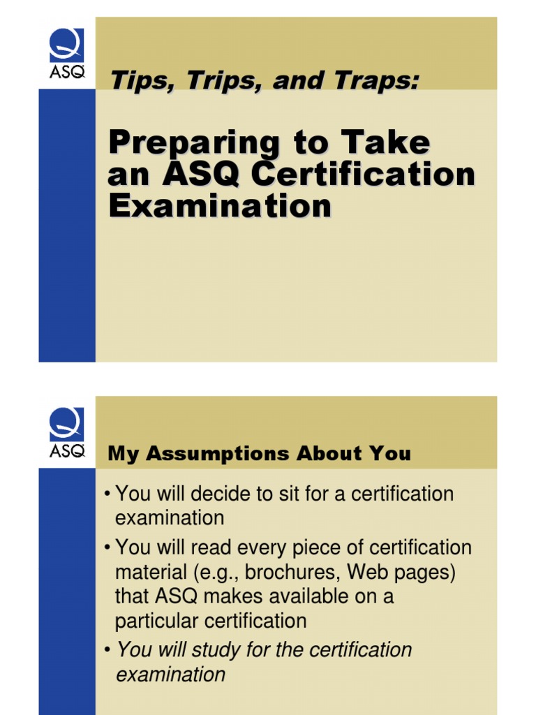 ASQ Certification Exam Prep Tips | PDF | Test (Assessment) | Multiple ...