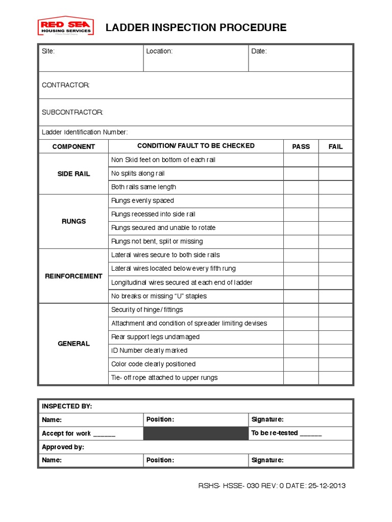 Ladder Inspection Report: Documenting the Condition and Safety of ...