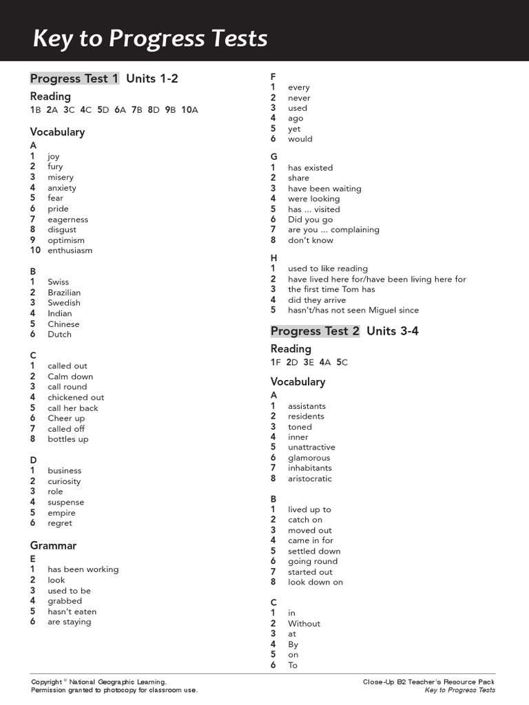Prog Tests Key | PDF