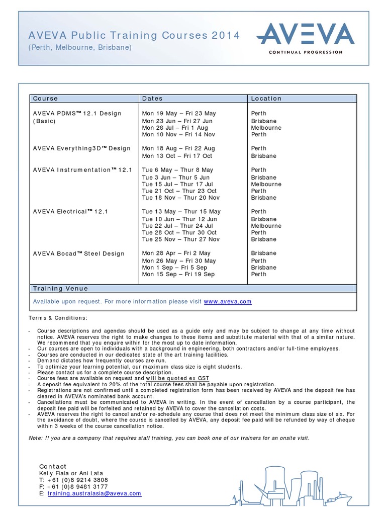 AVEVA Australia Training Schedule | PDF | 3 D Computer Graphics | Fee