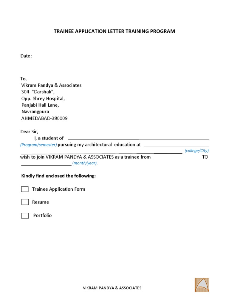 Trainee Application Letter Training Program | PDF | Internship | Job ...