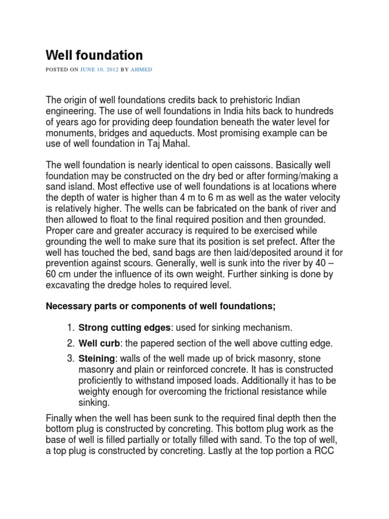 Well Foundation: Necessary Parts or Components of Well Foundations ...