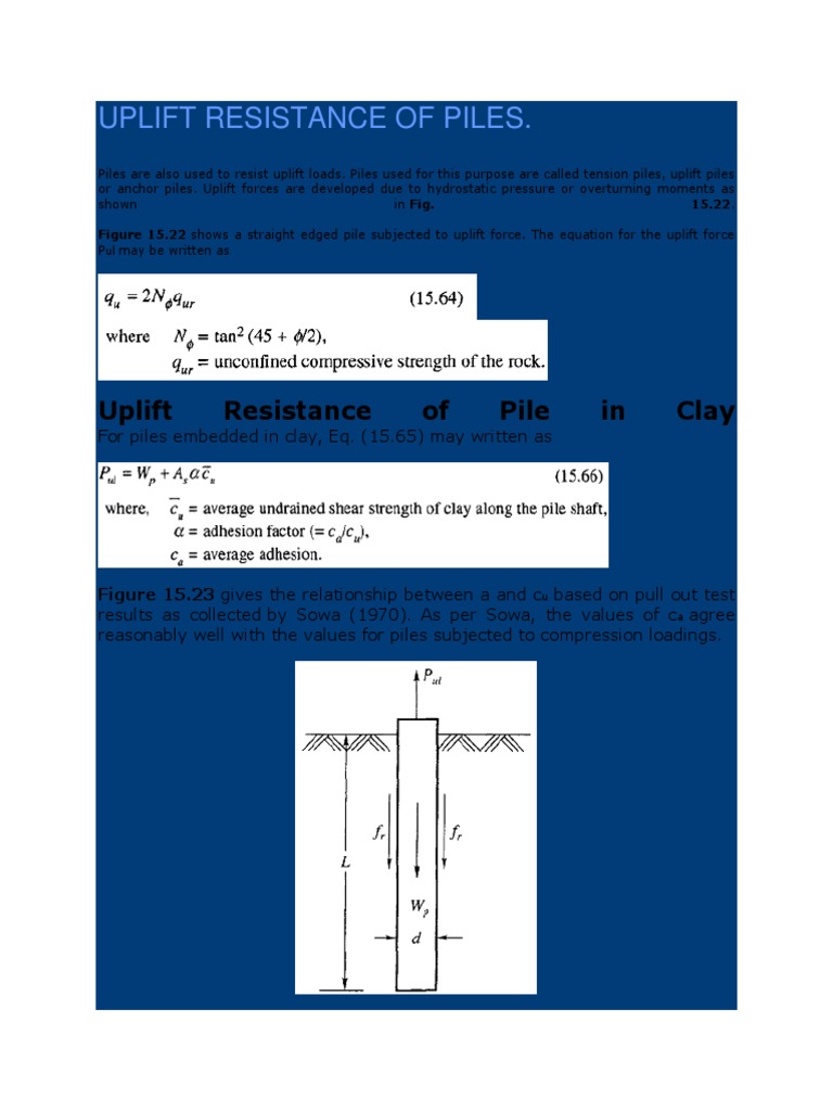 Uplift Resistance of Piles Explained | PDF