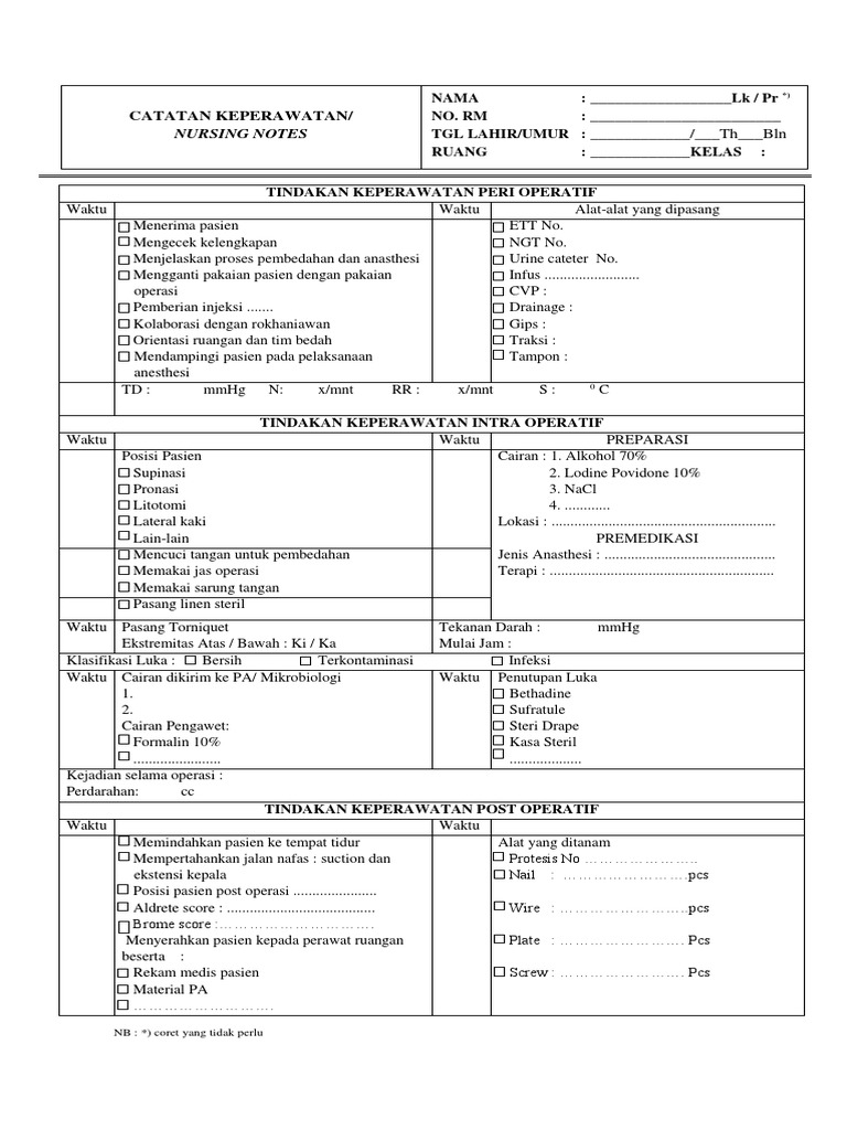 Form Catatan Keperawatan (RM | PDF