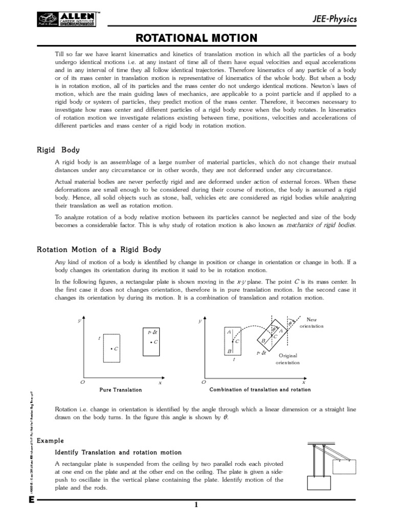 Rotational Motion-1 PDF | PDF | Rotation Around A Fixed Axis | Rotation