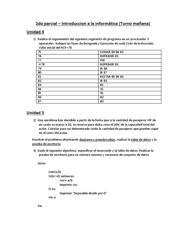 2do Parcial Intro Informatica T.M | PDF | Algoritmos | Programación de computadoras