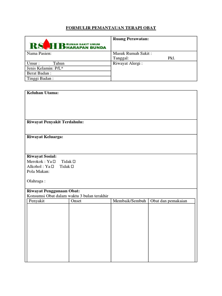 Formulir Pemantauan Terapi Obat | PDF