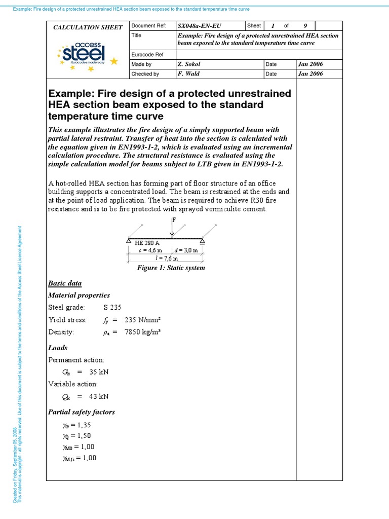 Example: Fire Design of A Protected Unrestrained HEA Section Beam ...