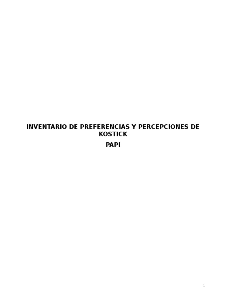 PAPI Kostick - Cuadernillo de Preguntas | PDF | Relaciones personales, crianza y desarrollo personal