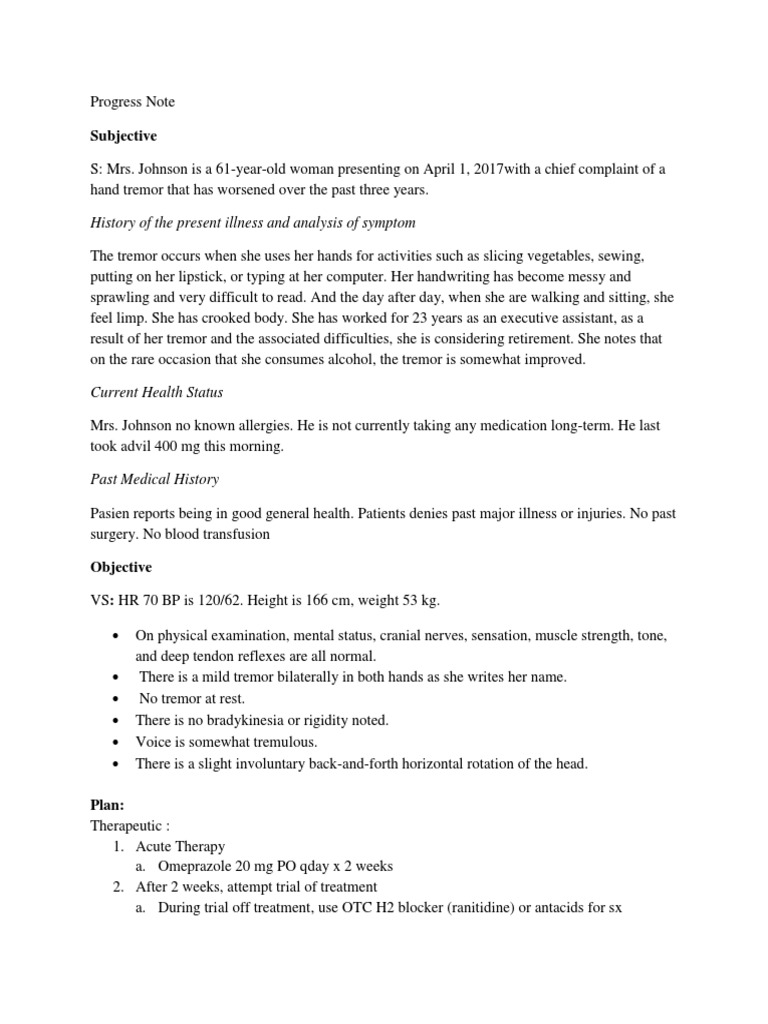 Subjective: History of The Present Illness and Analysis of Symptom ...