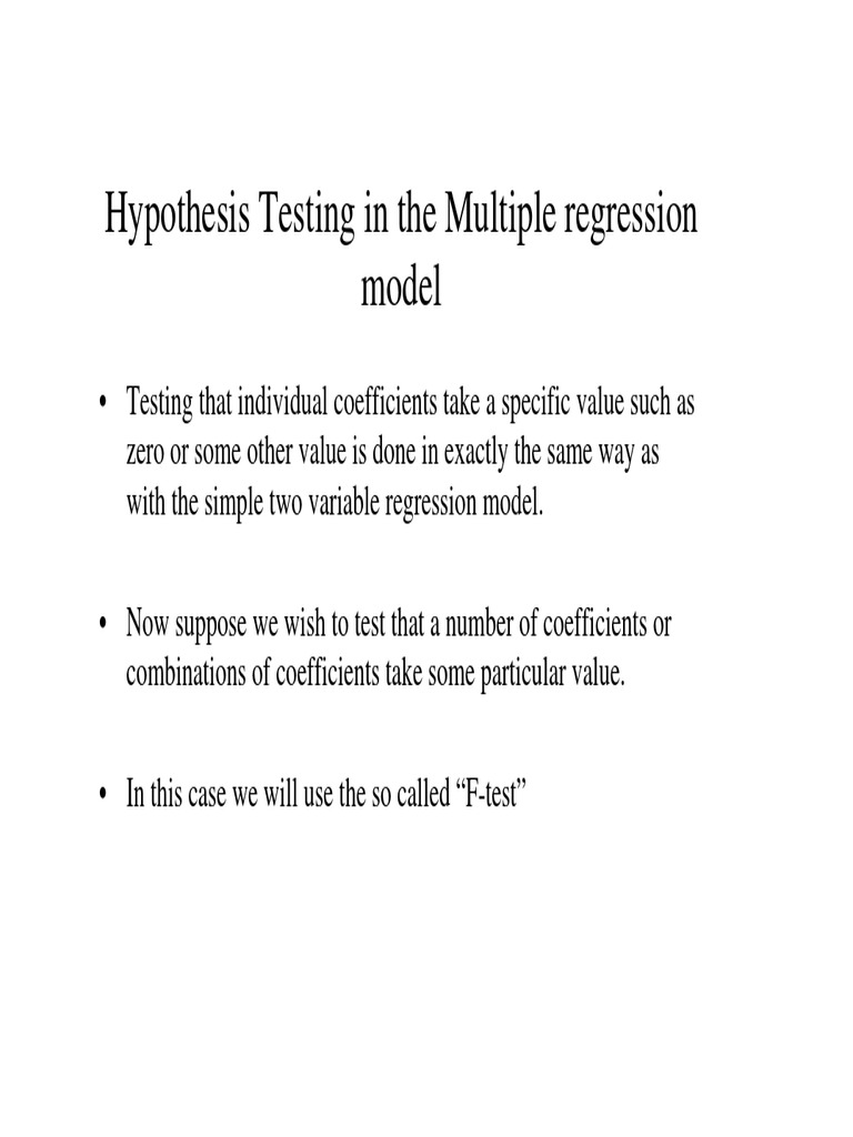 Hypothesis Testing in The Multiple Regression Model | PDF | F Test ...