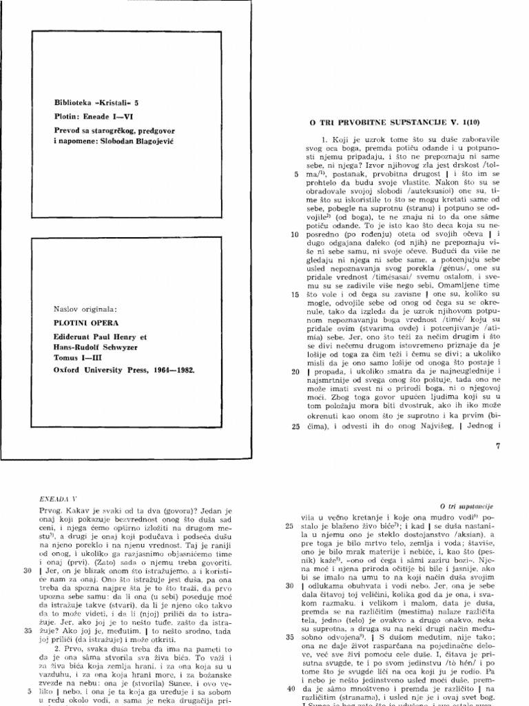 Plotin O Tri Prvobitne Supstancije | PDF