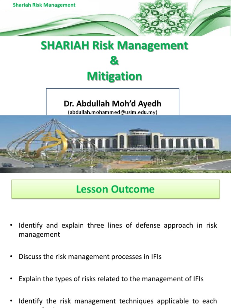 SHARIAH Risk Management & Mitigation: Dr. Abdullah Moh'd Ayedh | PDF ...