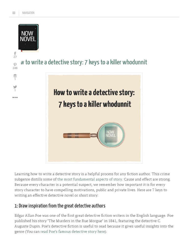 How To Write A Detective Story - 7 Keys - Now Novel | PDF | Detective ...