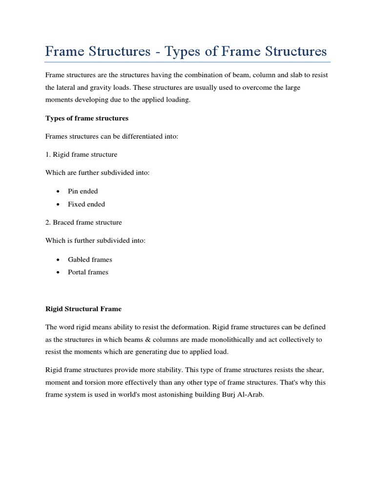 Frame Structures | PDF | Beam (Structure) | Framing (Construction)