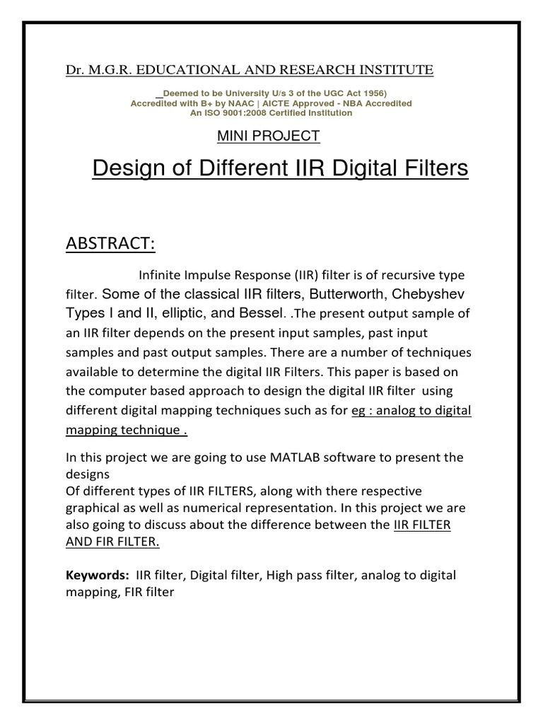 Iir Filter | PDF | Digital Signal Processing | Applied Mathematics