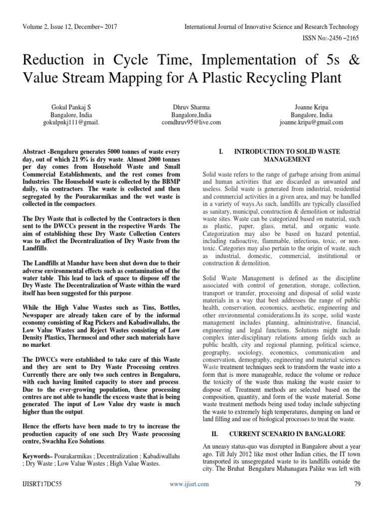 Reduction in Cycle Time Implementation of 5s Value Stream Mapping For A ...
