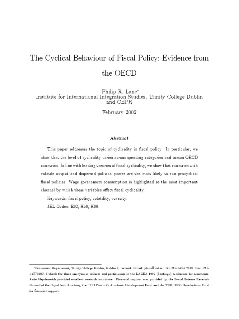 The Cyclical Behavior of Fiscal Policy | PDF | Procyclical And ...