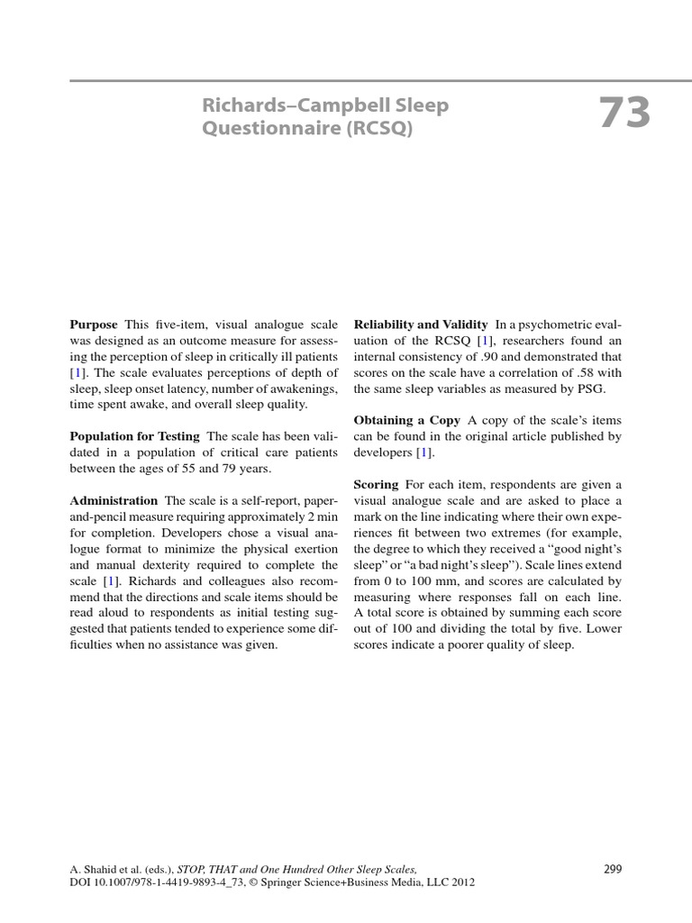 RCSQ | PDF | Sleep | Cognition