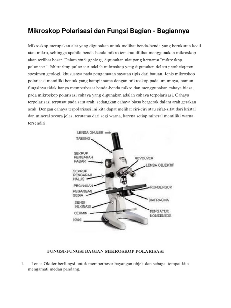 Mikroskop Polarisasi Dan Fungsi Bagian | PDF
