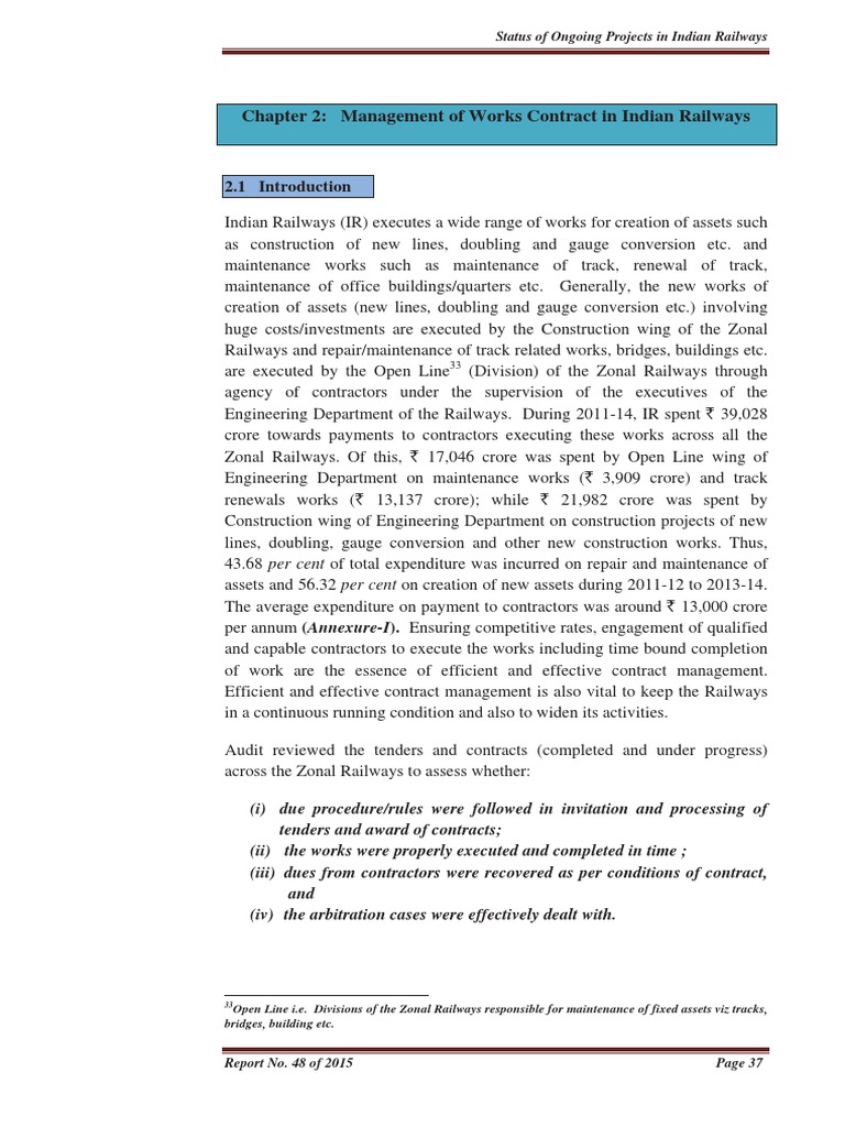 Indian Railways Project Management Audit | PDF | Foreclosure | Procurement