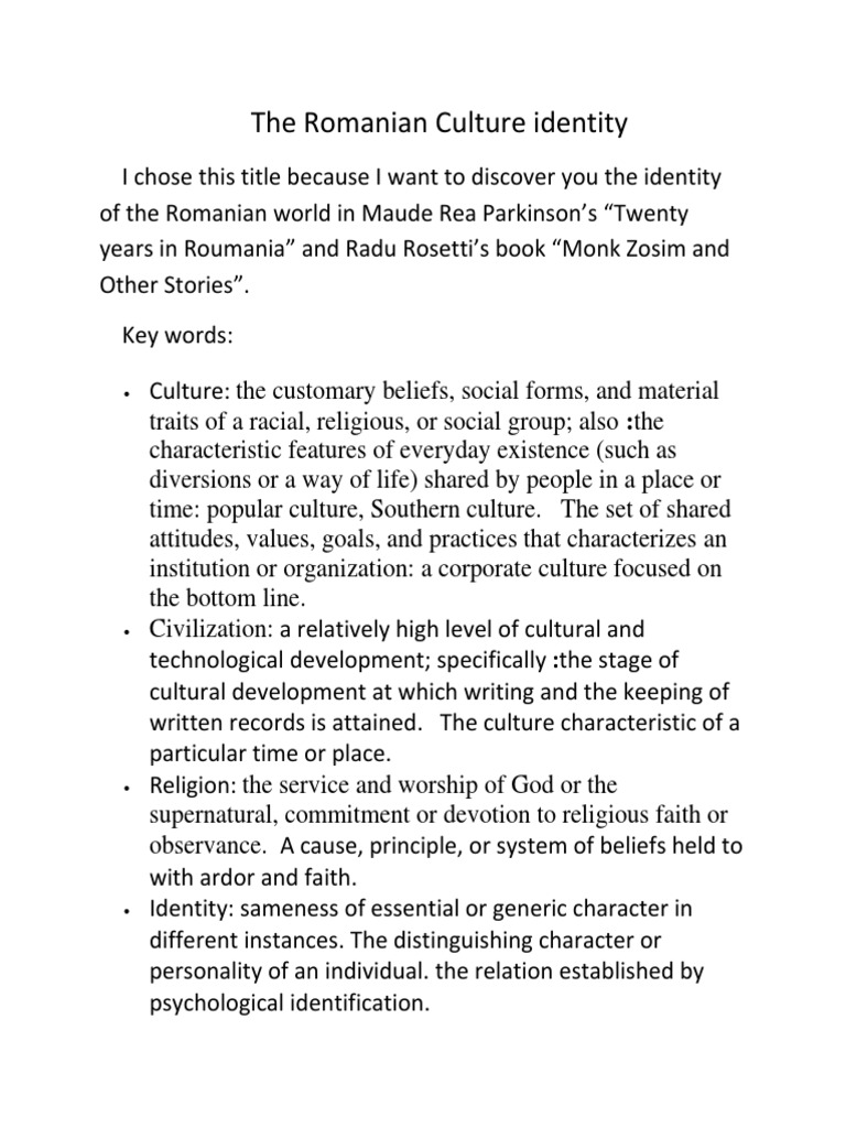 The Romanian Culture Identity | PDF | Sociology | Culture (General)