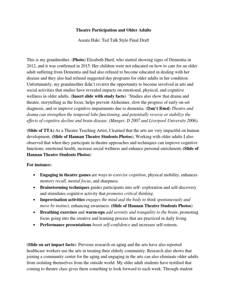 Finaldraft Ted Talk Script | PDF | Dementia | Epistemology