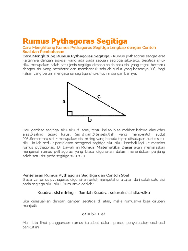 Rumus Pythagoras Segitiga | PDF
