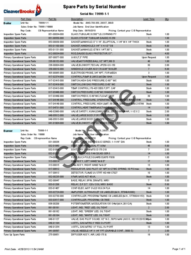 Spare Parts List PDF | PDF | Home Appliance | Chemical Engineering