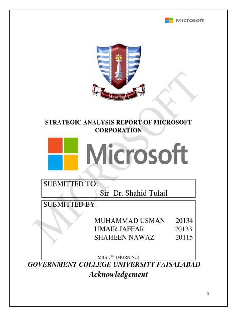 Microsoft Strategic Analysis | PDF | Microsoft | Personal Computers