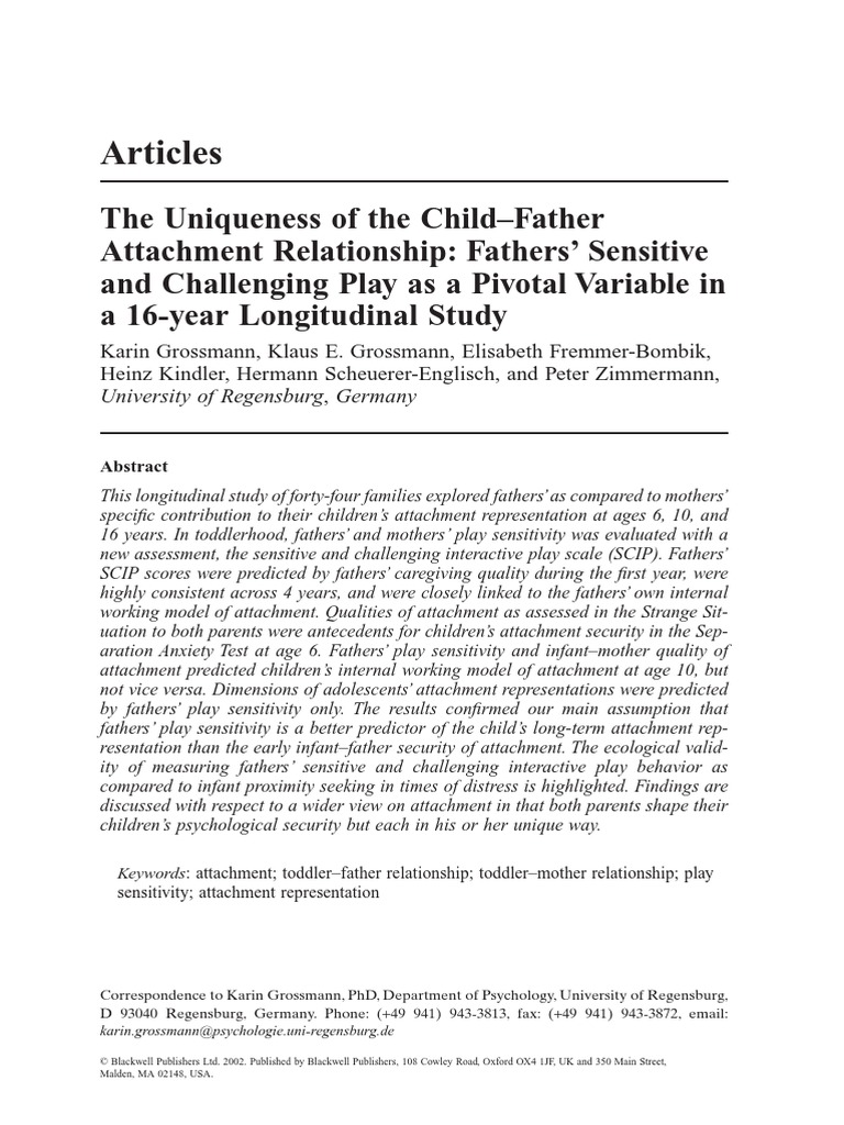 Grossmann 2002 | PDF | Attachment Theory | Psychological Theories