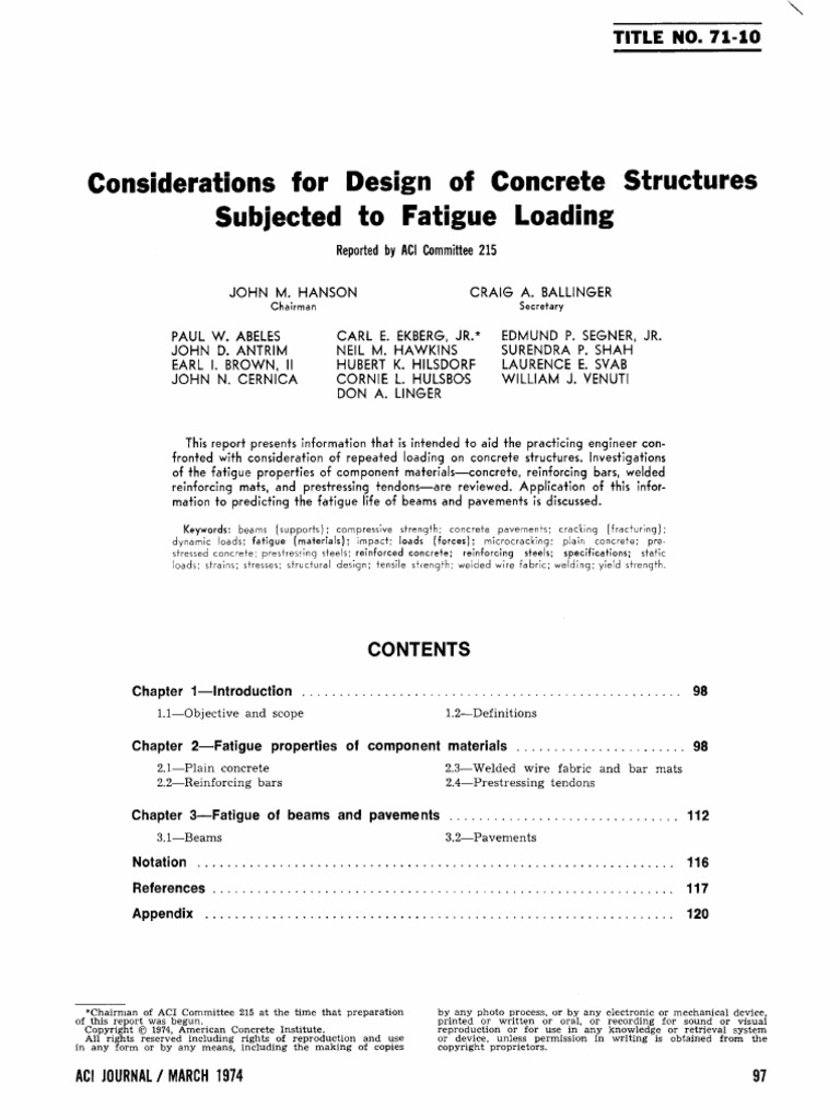 Considerations For Design of Concrete Structures Subjected To Fatigue ...