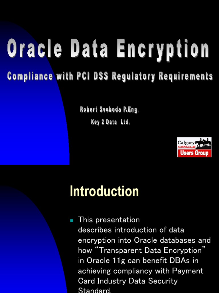 Oracle Data Encryption | PDF | Payment Card Industry Data Security Standard | Information Security