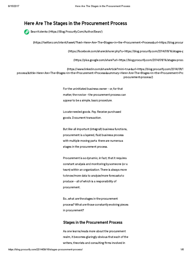 Here Are The Stages in The Procurement Process | PDF | Procurement ...