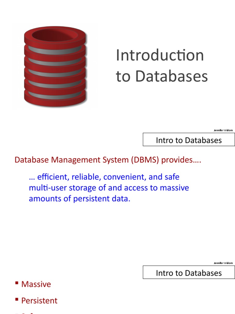 To Databases: Jennifer Widom | PDF