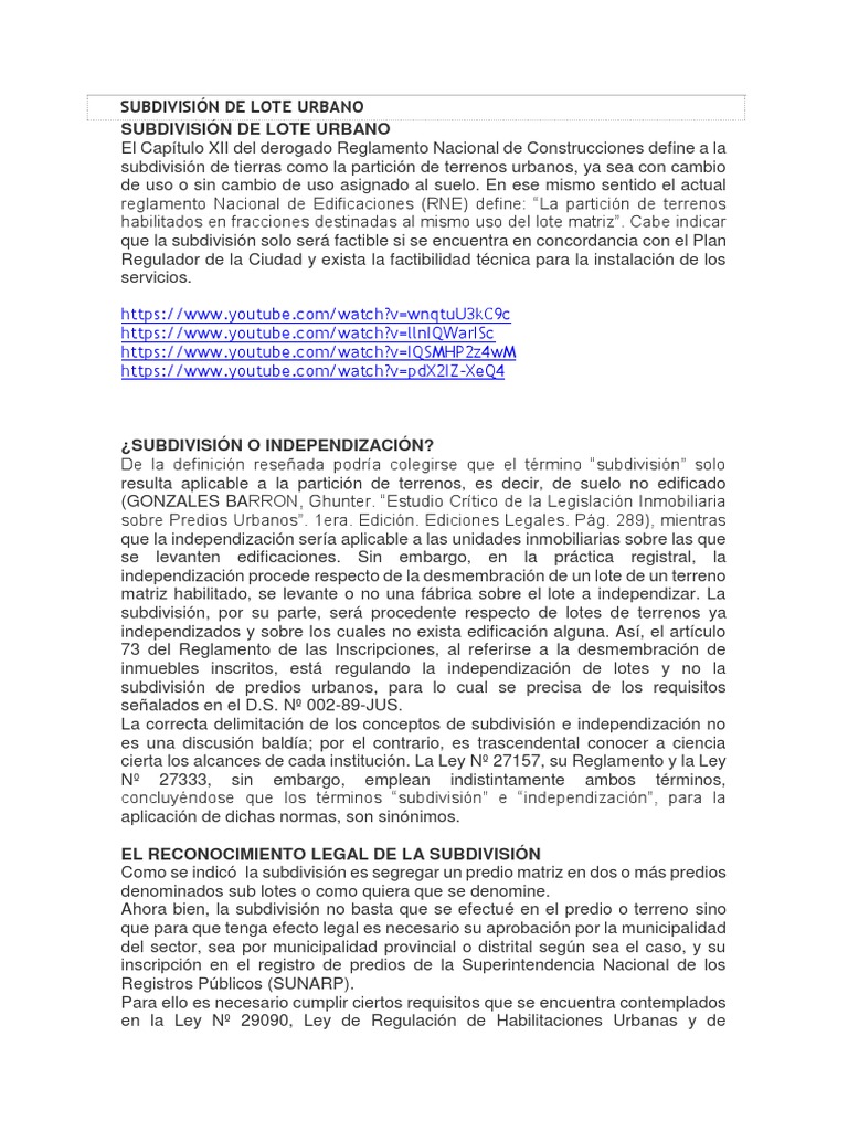 Subdivisión de Lote Urbano | Descargar gratis PDF | Condominio | Propiedad