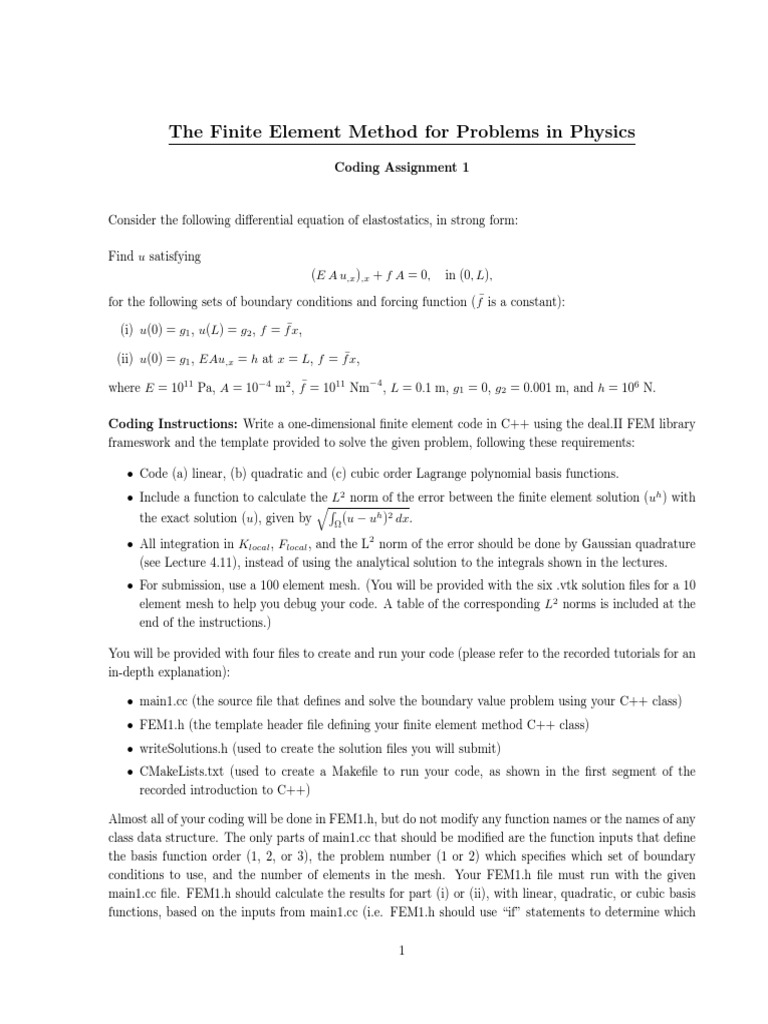 Coding Assign 1 | PDF | Finite Element Method | Basis (Linear Algebra)