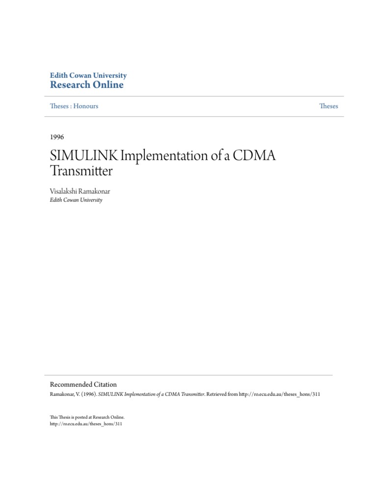 SIMULINK Implementation of A CDMA Transmitter | PDF | Modulation | Channel Access Method