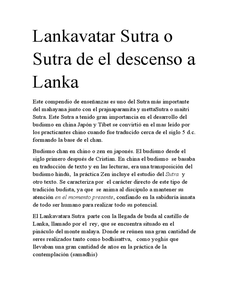 Lank Avatar Sutra o Sutra de El Descenso A Lanka | PDF | zen | Textos ...