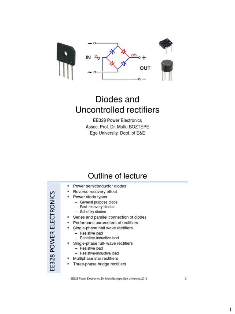 Ee328lecture3 Diodes Uncontrolled Rectifiers | PDF | Rectifier | Diode