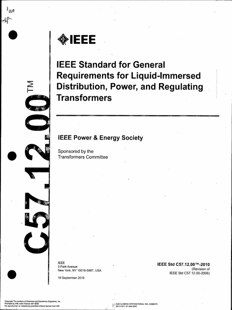 Ieee STD C57 12 00 2010 | PDF