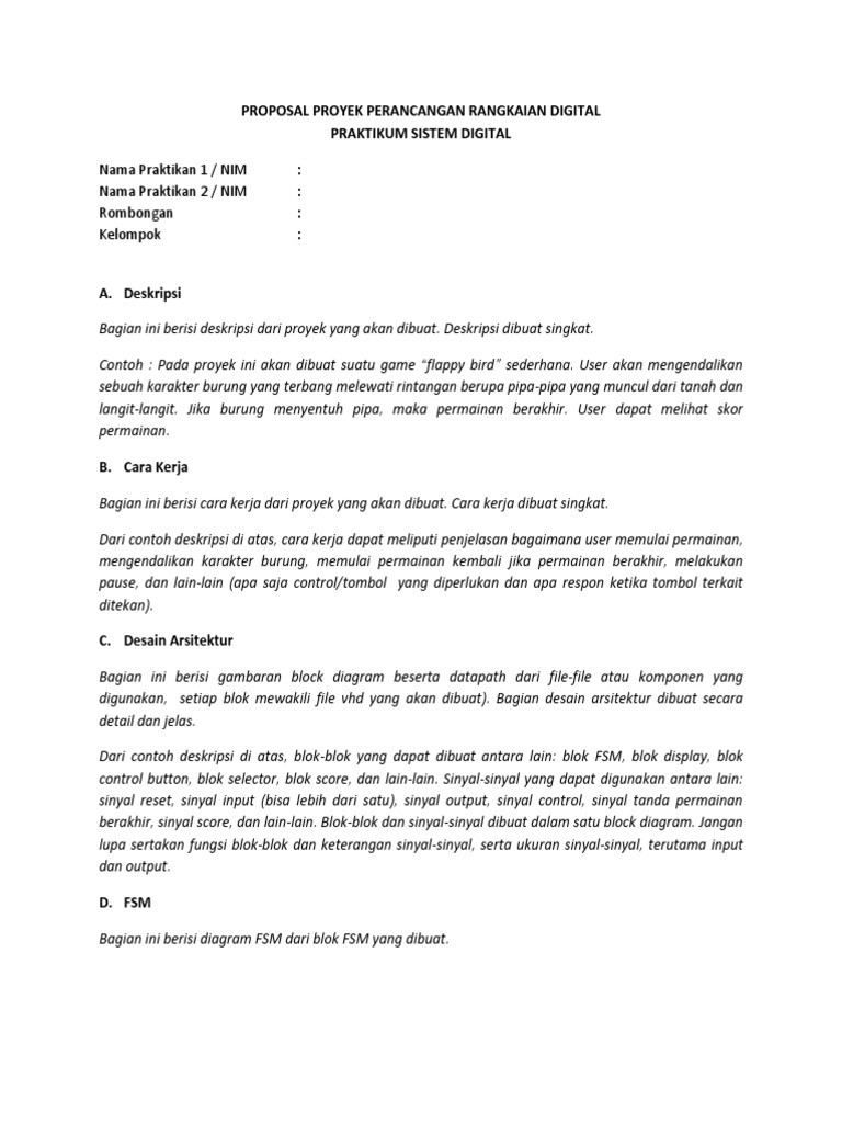 Template Proposal Proyek Perancangan Rangkaian Digital | PDF
